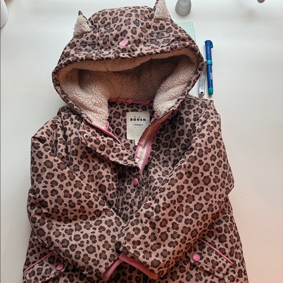 Mini Boden | Jackets & Coats | Boden Brown Leopard Print Jacket With ...